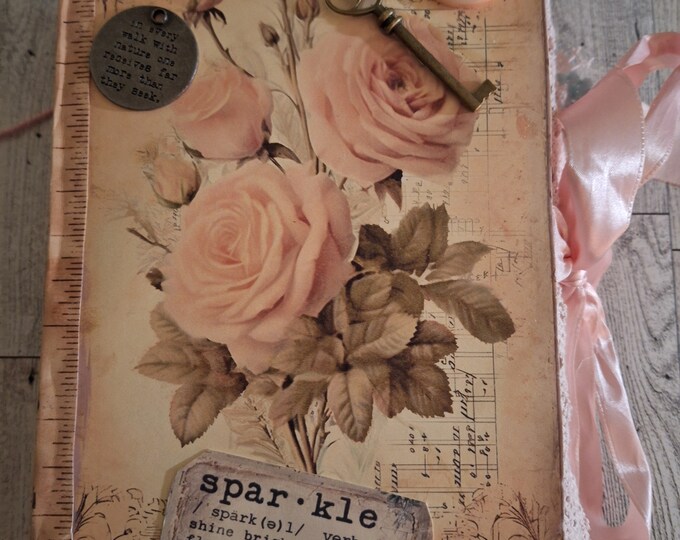 Gorgeous Pink Rose Junk Journal With Ephemera Postcards Cabinet Cards ...