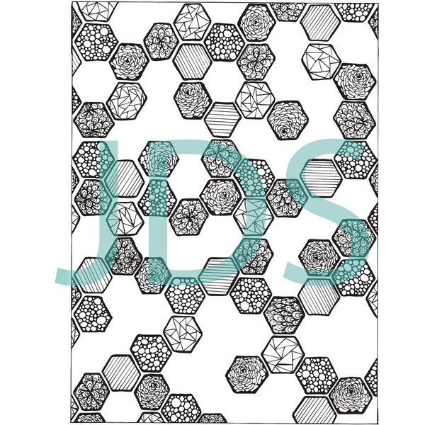 Hexagon Coloring Page - Etsy