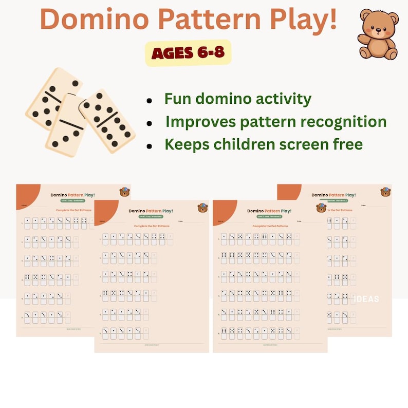 Domino Pattern Worksheets | Math Pattern Recognition | Printable PDF ...
