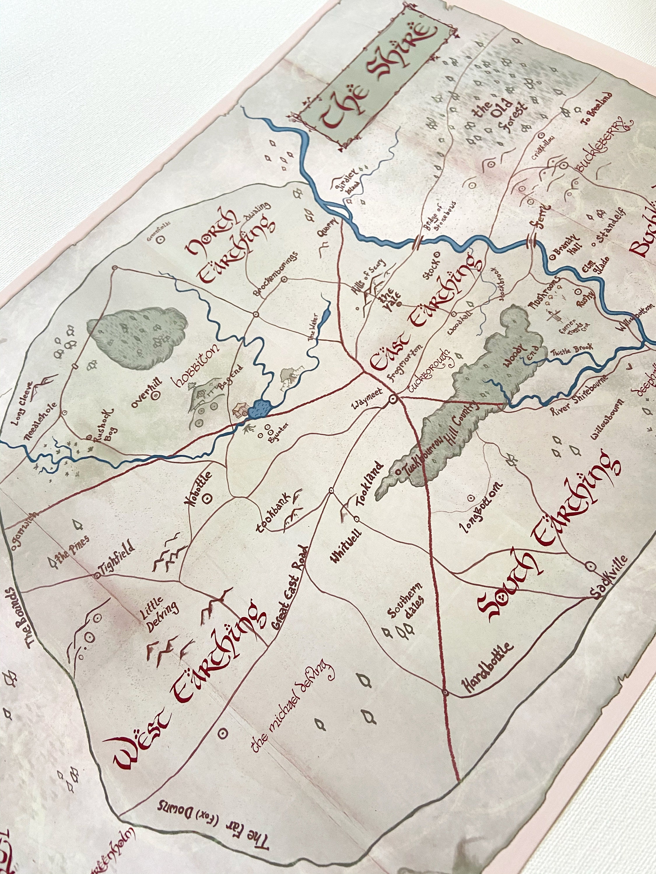 Map of the Shire // Illustrated Map of Middle Earth // Lord of - Etsy UK