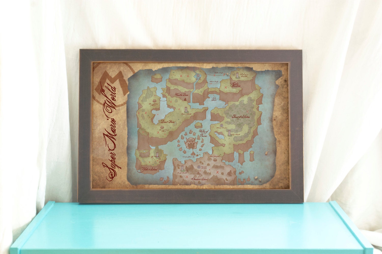 Retro Gamer World Map // Antique Style Video Game Map // Gamer | Etsy