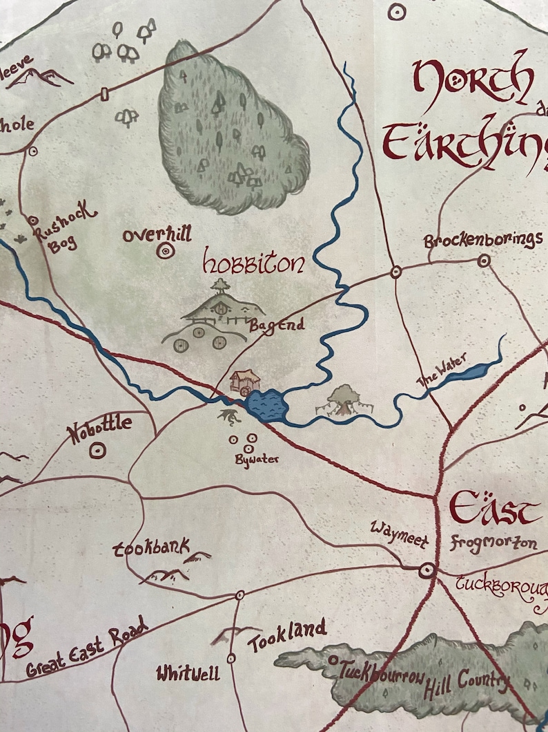 Map of the Shire // Illustrated Map of Middle Earth // Lord of | Etsy