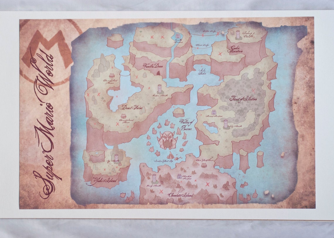 Vintage Gamer World Map // Antique Style Video Game Map // - Etsy