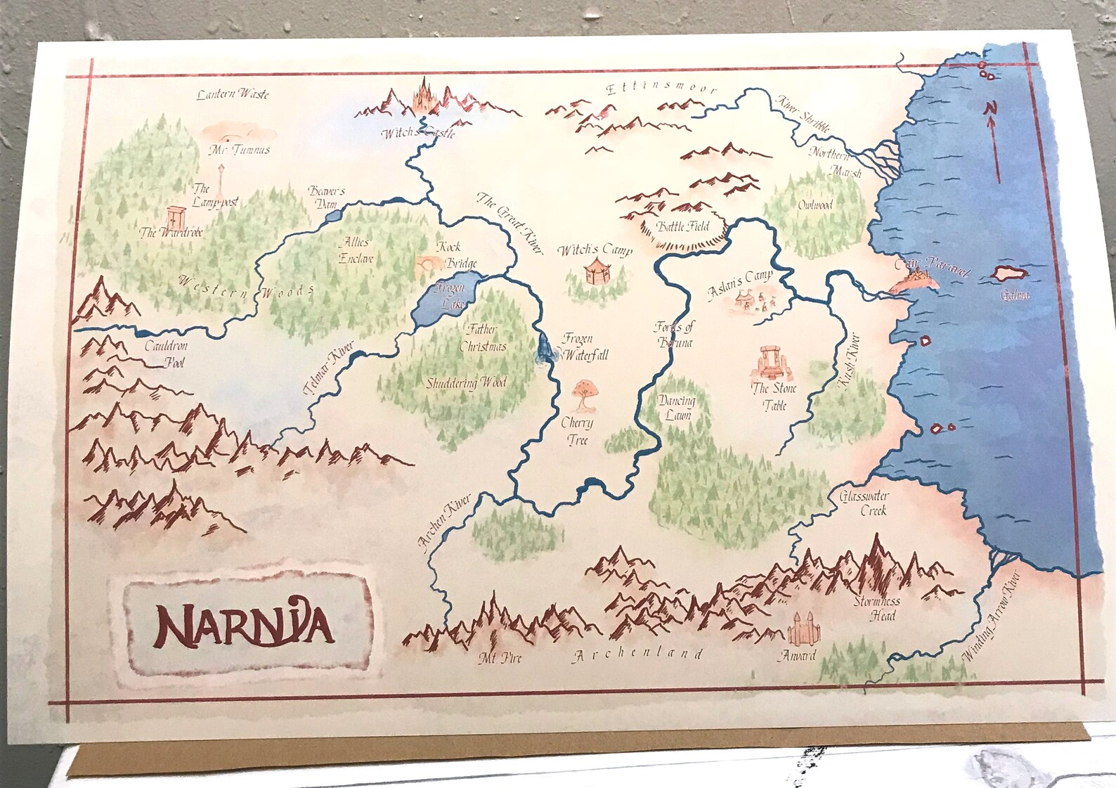 Narnia Map // The Lion the Witch & the Wardrobe Art Print // | Etsy