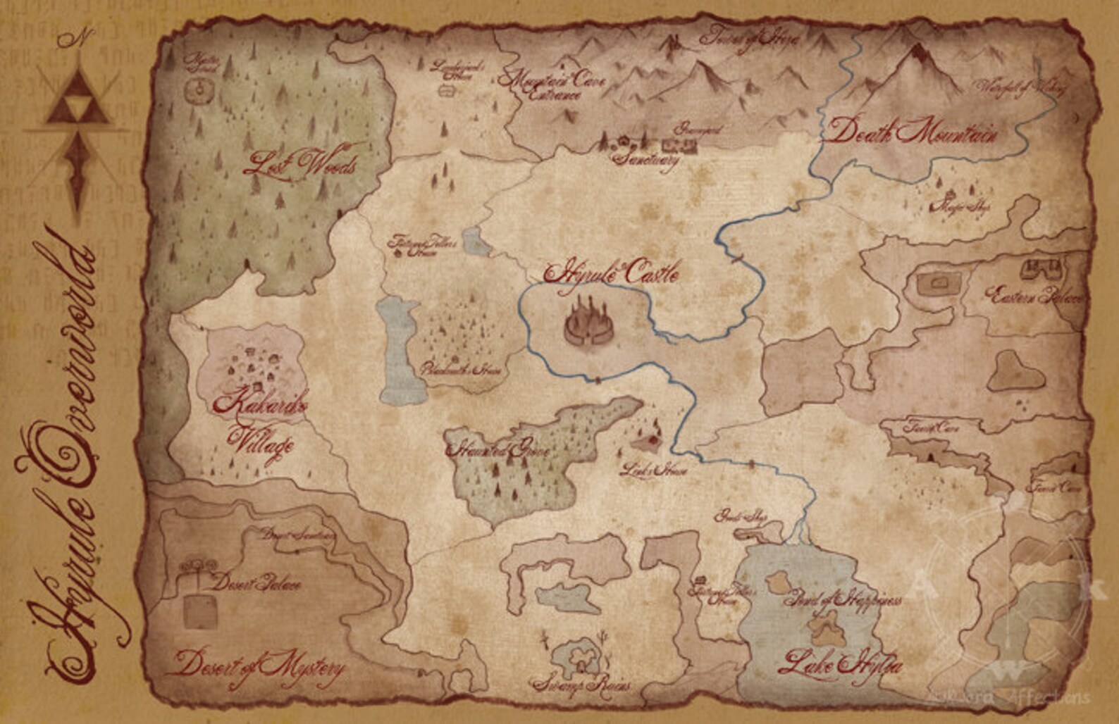 Hyrule Overworld Map // Legend of Zelda A Link to the Past // - Etsy