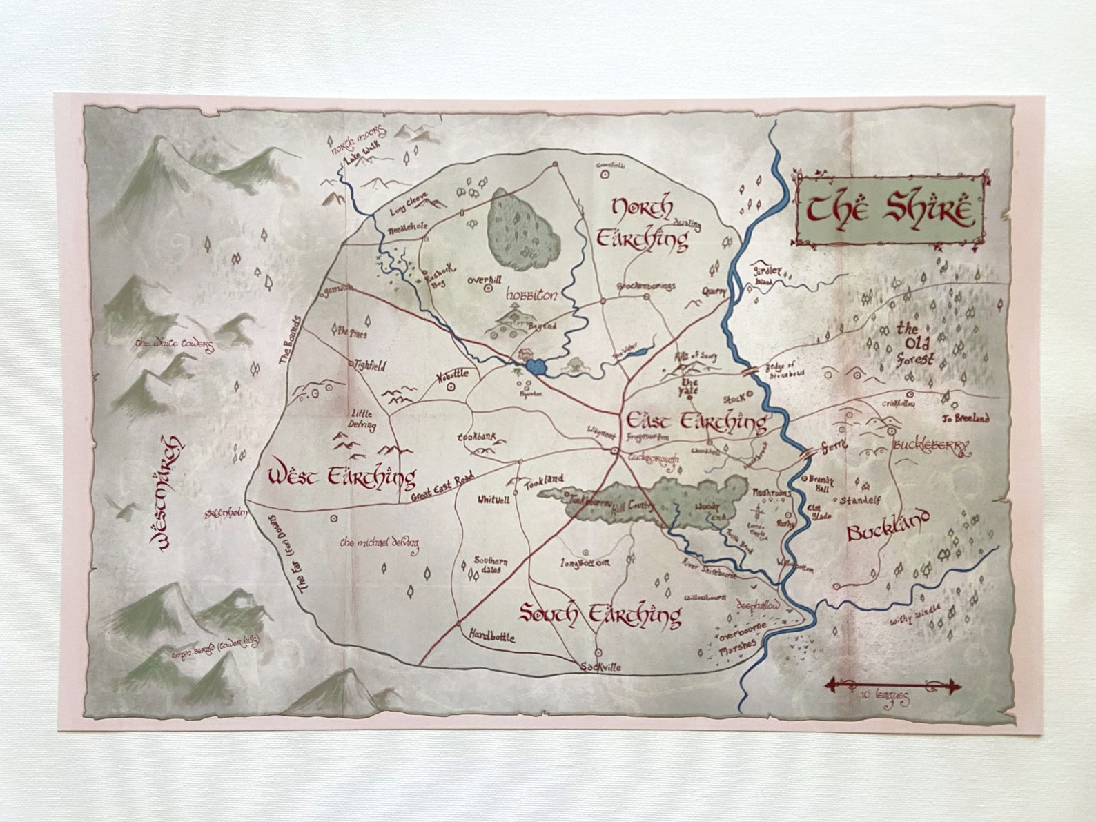 Map of the Shire Print // Illustrated Middle Earth Art // LOTR Art - Etsy