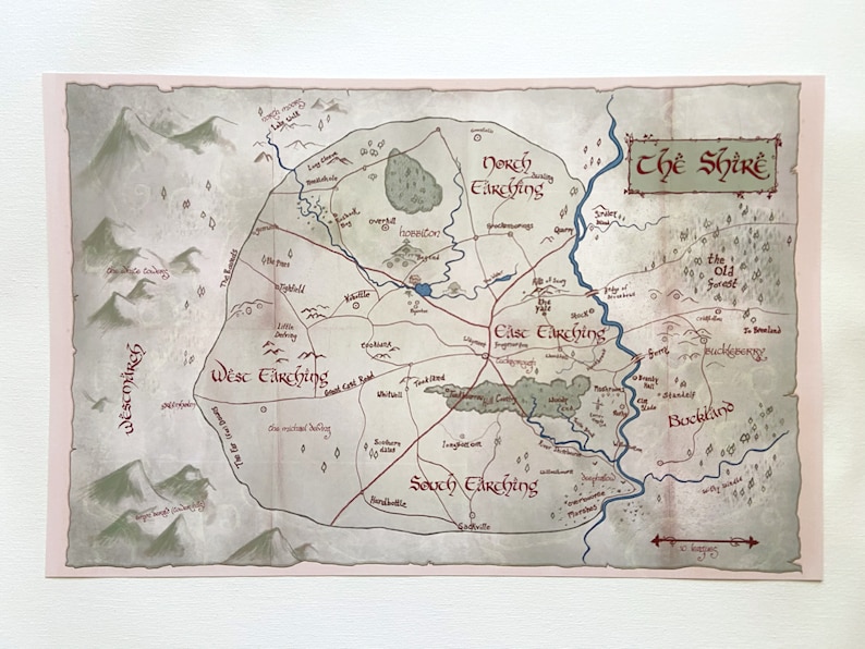 Map of the Shire Print // Illustrated Middle Earth Art // LOTR Art ...