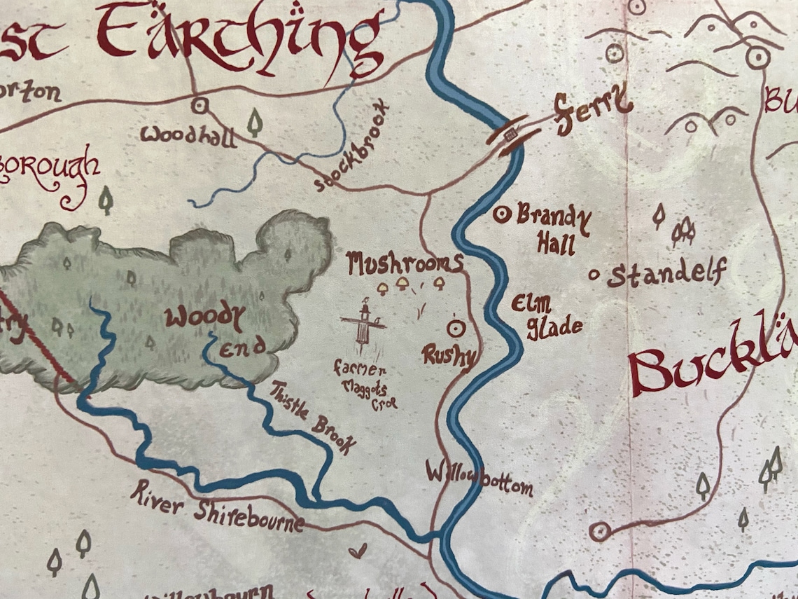 Map of the Shire // Illustrated Map of Middle Earth // Lord of | Etsy