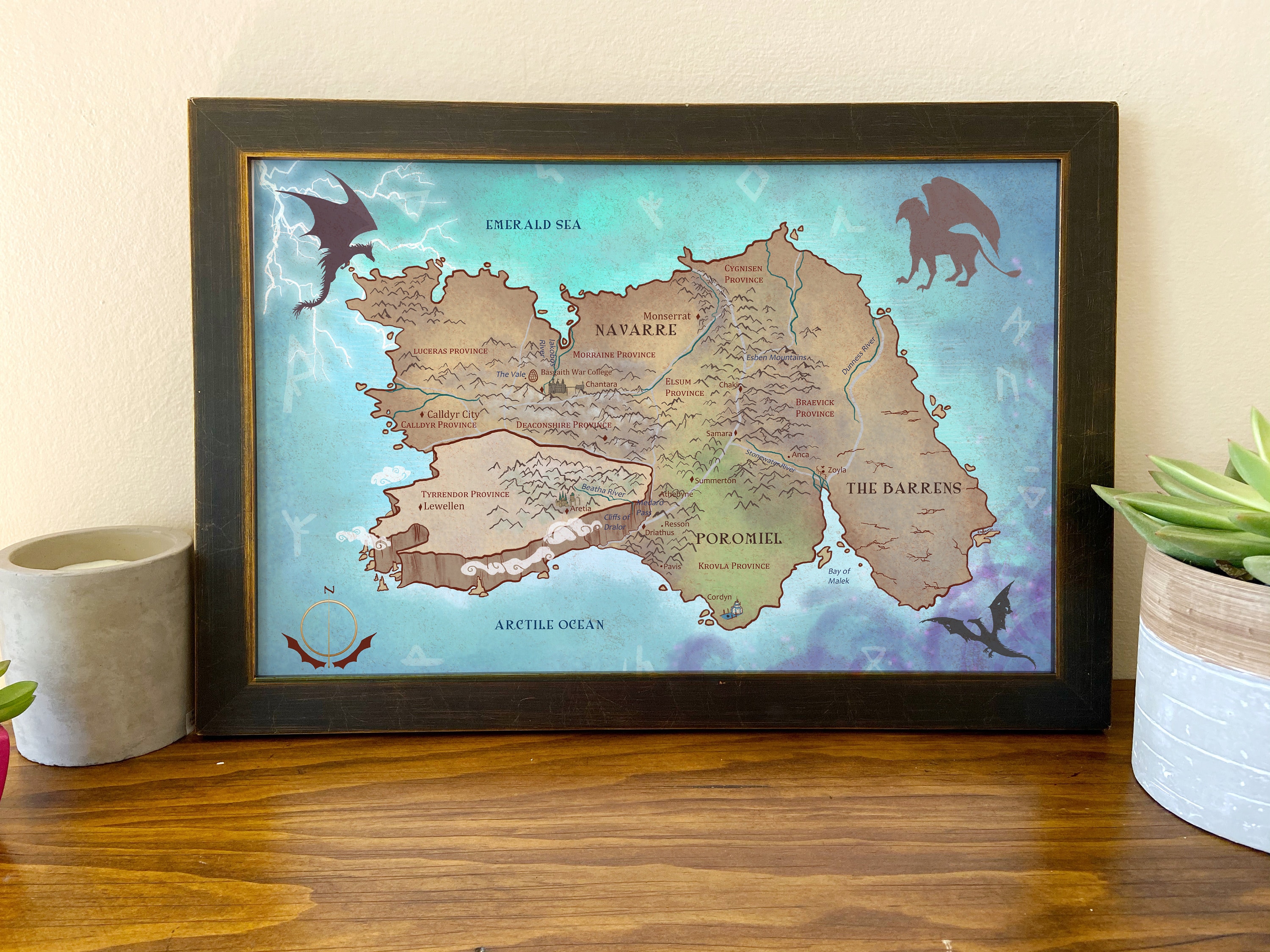 Fourth Wing Map Art // Navarre, Basgiath War College Fan Art Print - Etsy