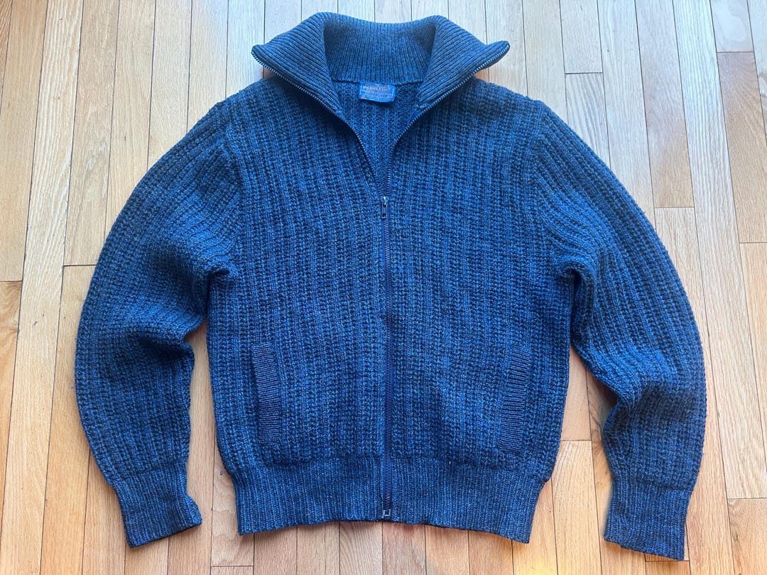 Men's Vtg 80's PENDLETON Blue Cowichan Westerly Lebowski Wool Sweater ...