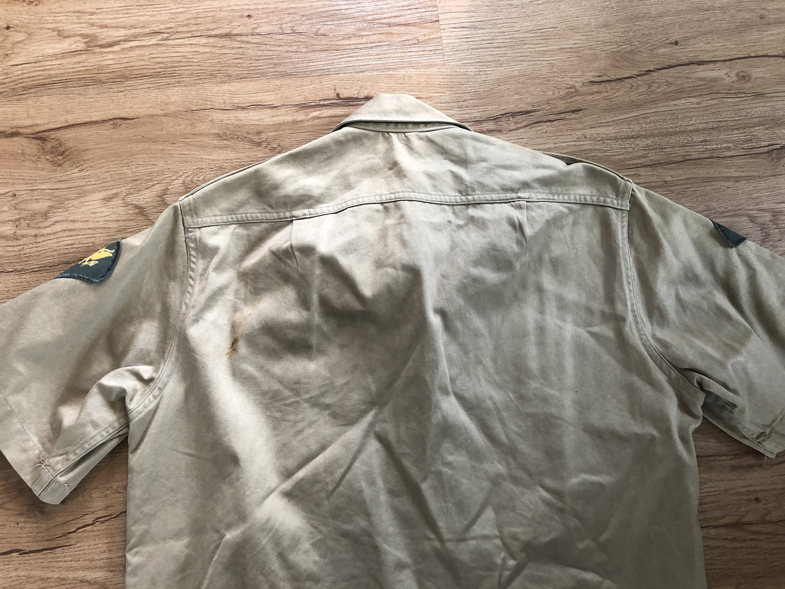 Men's Vintage U.S Army Military Beige Cotton CTN Khaki Twill Shirt Size ...