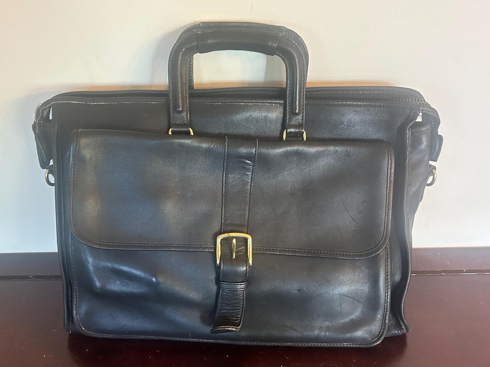 Men's Vintage Black Leather COACH Harrison Briefcase Attache Laptop ...