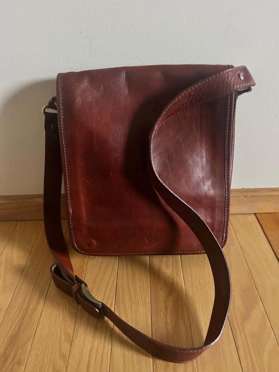 Vintage Rich Patina Cognac Brown Buffered Honey Leather BORSE IN PELLE ...