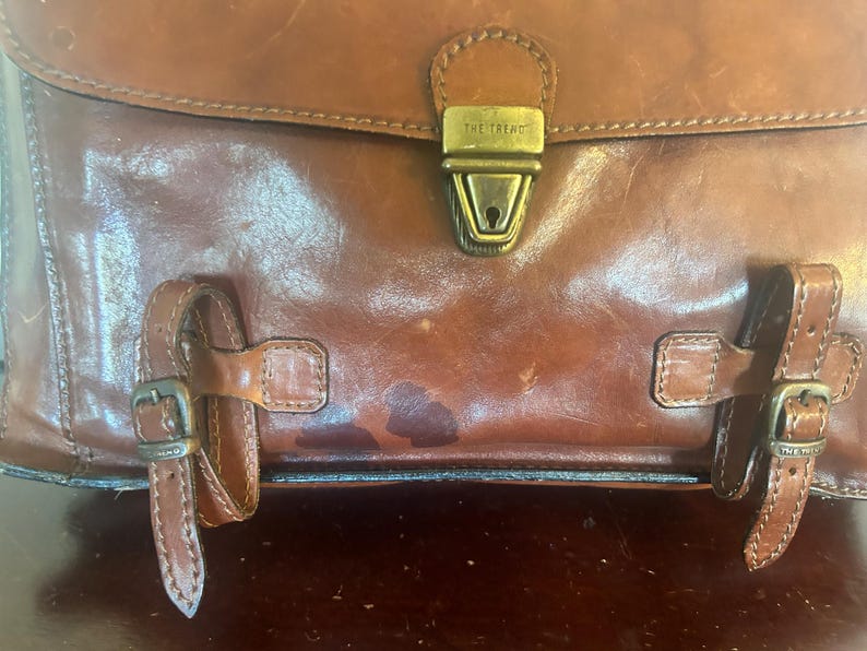Men's Vintage Rustic Cognac Brown Italian Leather THE TREND Briefcase ...