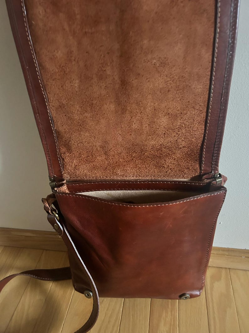 Vintage Rich Patina Cognac Brown Buffered Honey Leather BORSE IN PELLE ...