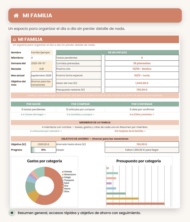 Editable Digital Family Organizer | Excel and Google Sheets - Etsy ...