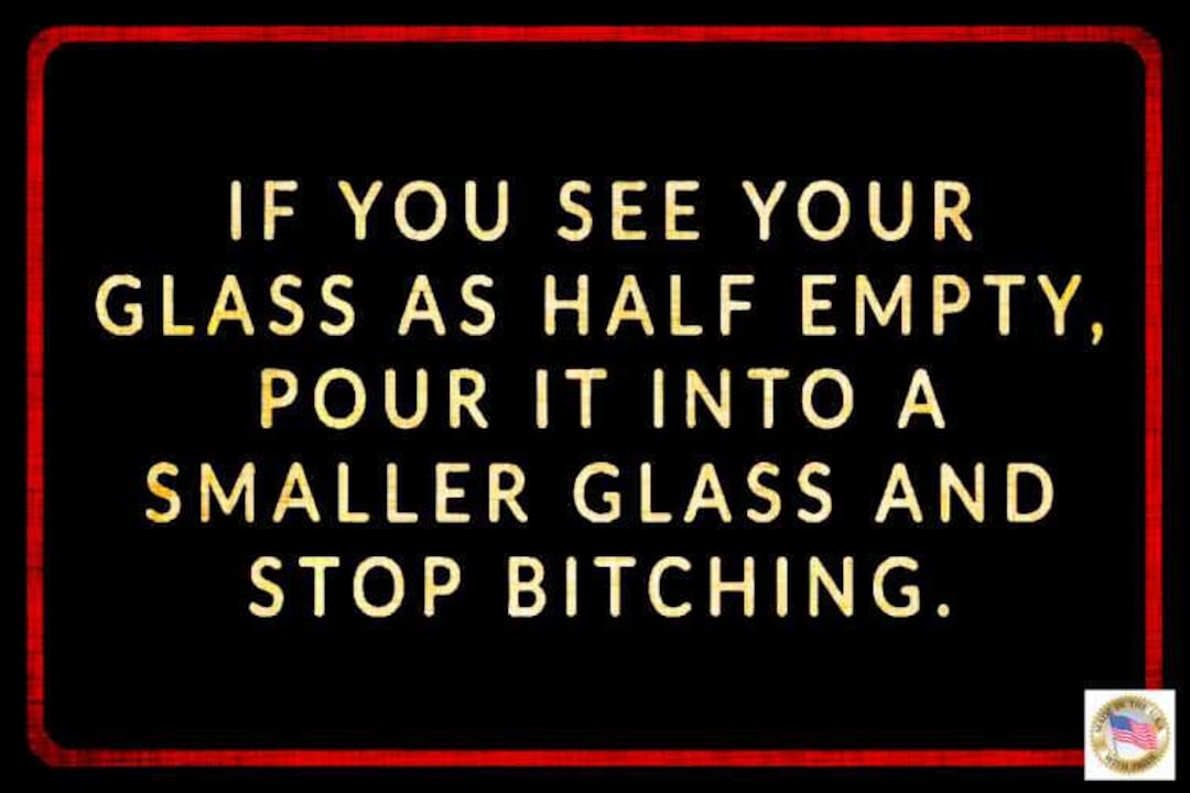 Glass Half Full! 8x12 Metal Sign Distressed Image Woman Cave Tiki Bar ...