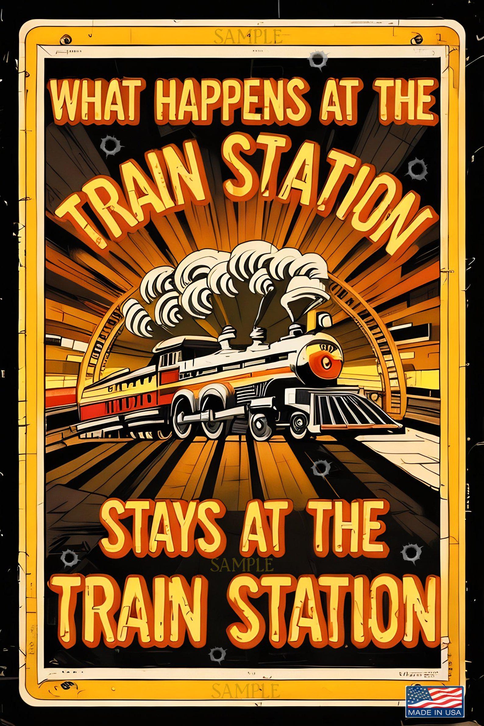 World's Greatest Signs! 8"x12" Train Station Metal Sign Made in USA ...