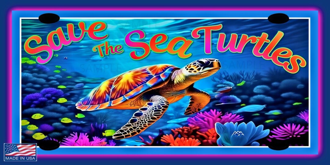 6"x12" Metal License Plate Save the Sea Turtles Honu! Perfect for Your ...