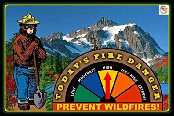 Fire Danger Sign With Adjustable Dial Smokey Bear | Etsy