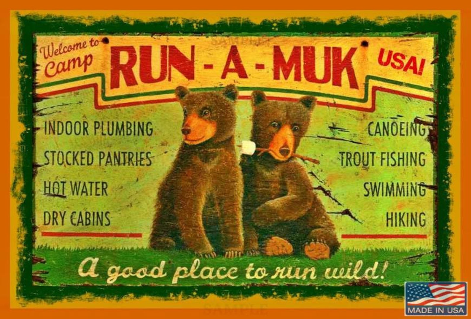 Camp Run A Muk Sign 8x12 Metal Sign Summer Camp Lake House Camping RV ...