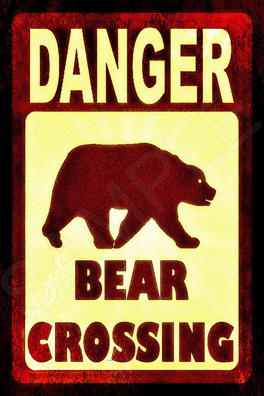 Danger Bear Crossing Distressed All Weather 8x12 Metal Sign Made in USA ...