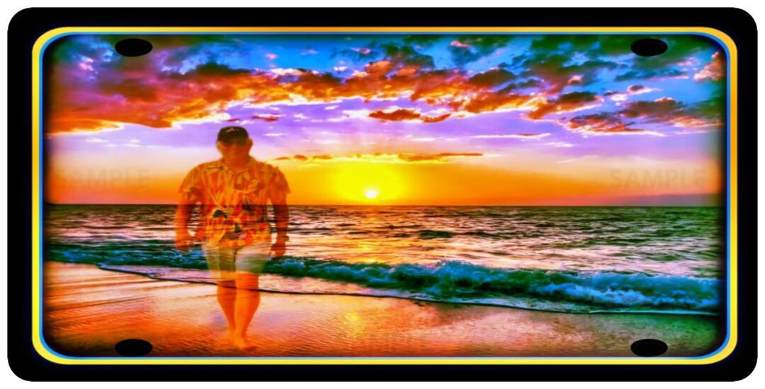 6"x12" Metal License Plate! Rip Jimmy Buffett Tribute! Fins Up! Bubbles ...