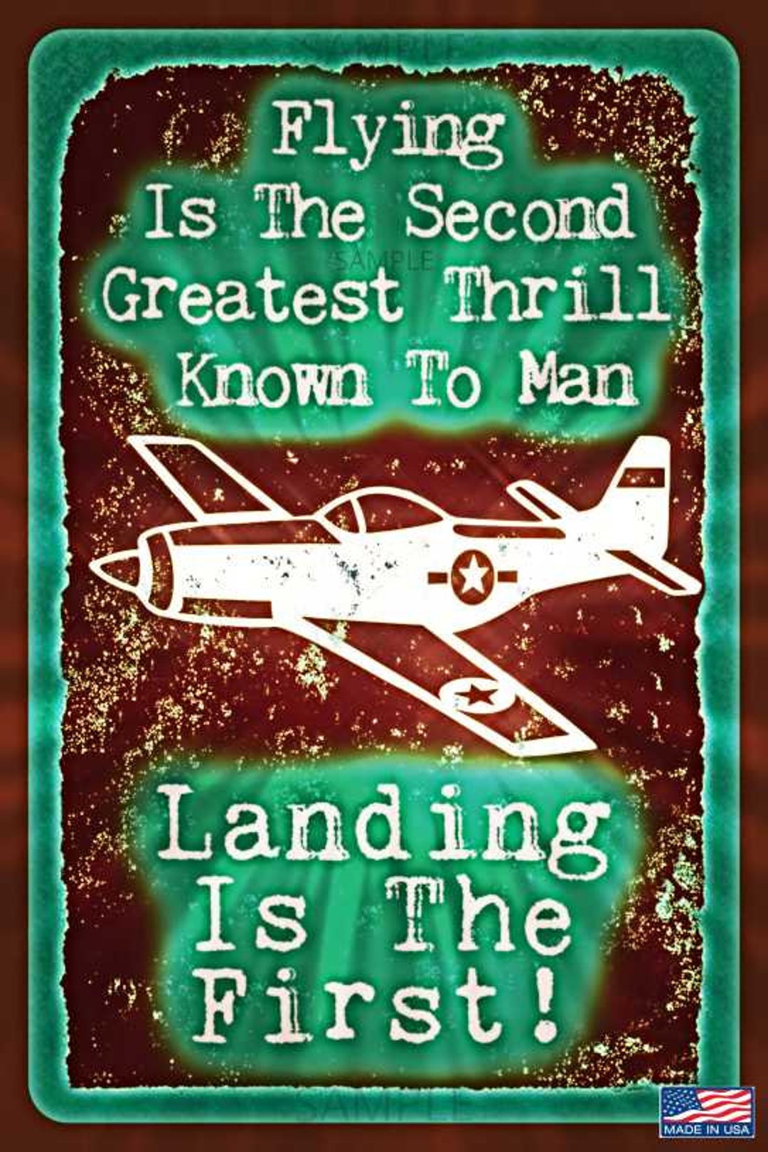 Flying Thrill Pilot Sign 8x12 All Weather Metal Made in USA Aviation ...