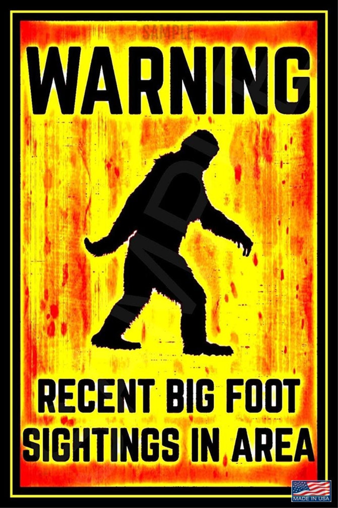 Bigfoot Sighting! Sign Distressed Vivid All Weather 8x12 Metal Sign ...