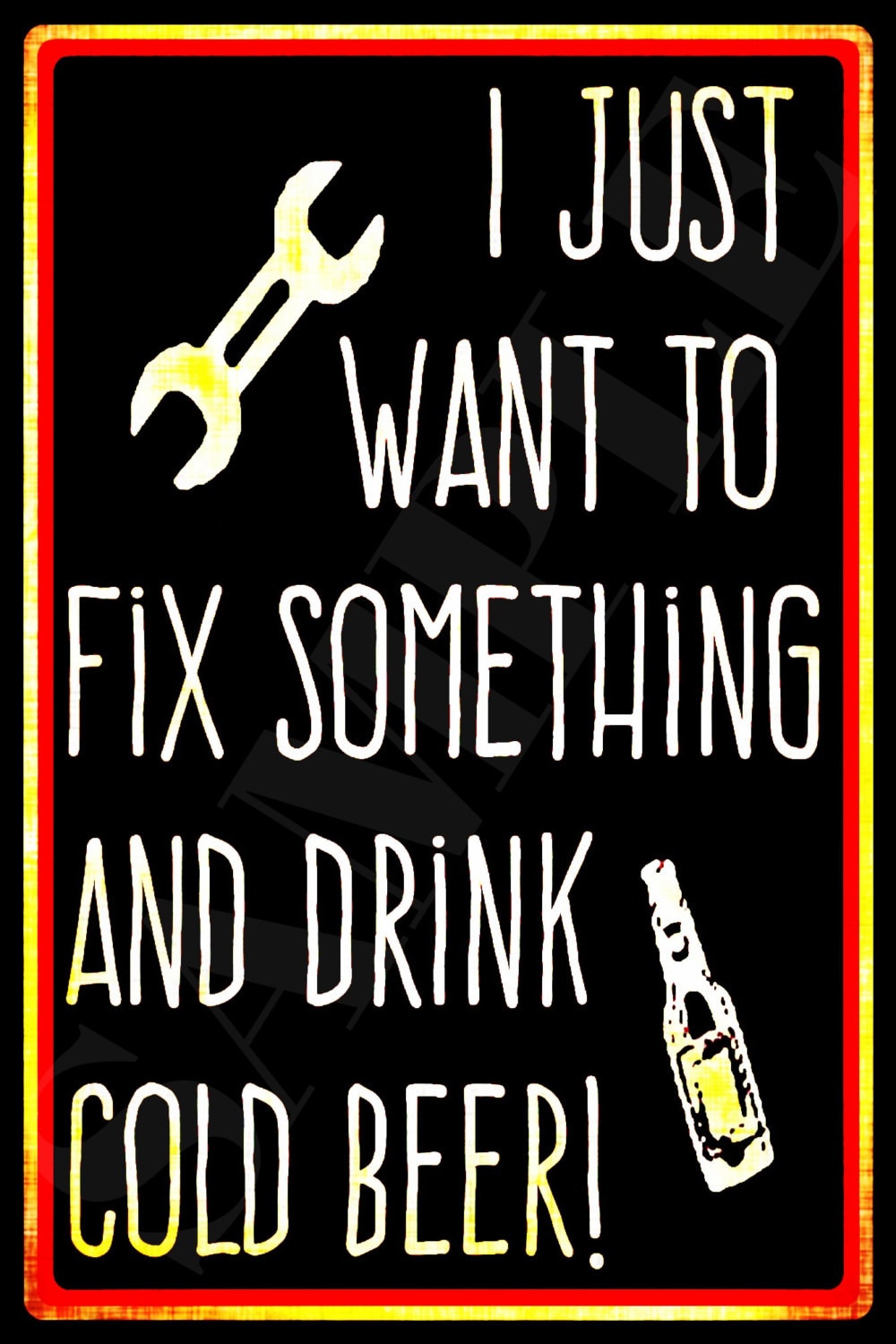 Mechanic Loves Beer! Funny Distressed All Weather 8x12 Metal Sign Happy ...