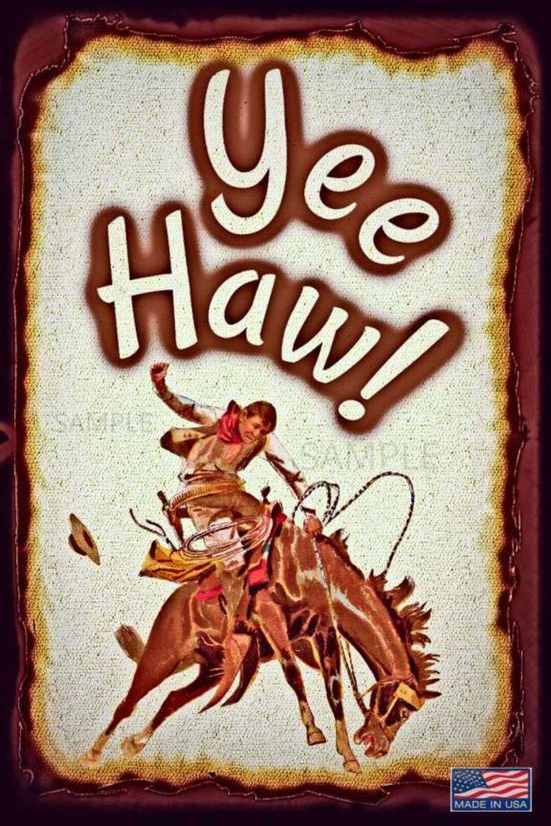 YEE HAW! 8"x12" All Weather Metal Sign! USA Made! Western Cowboy Lodge ...