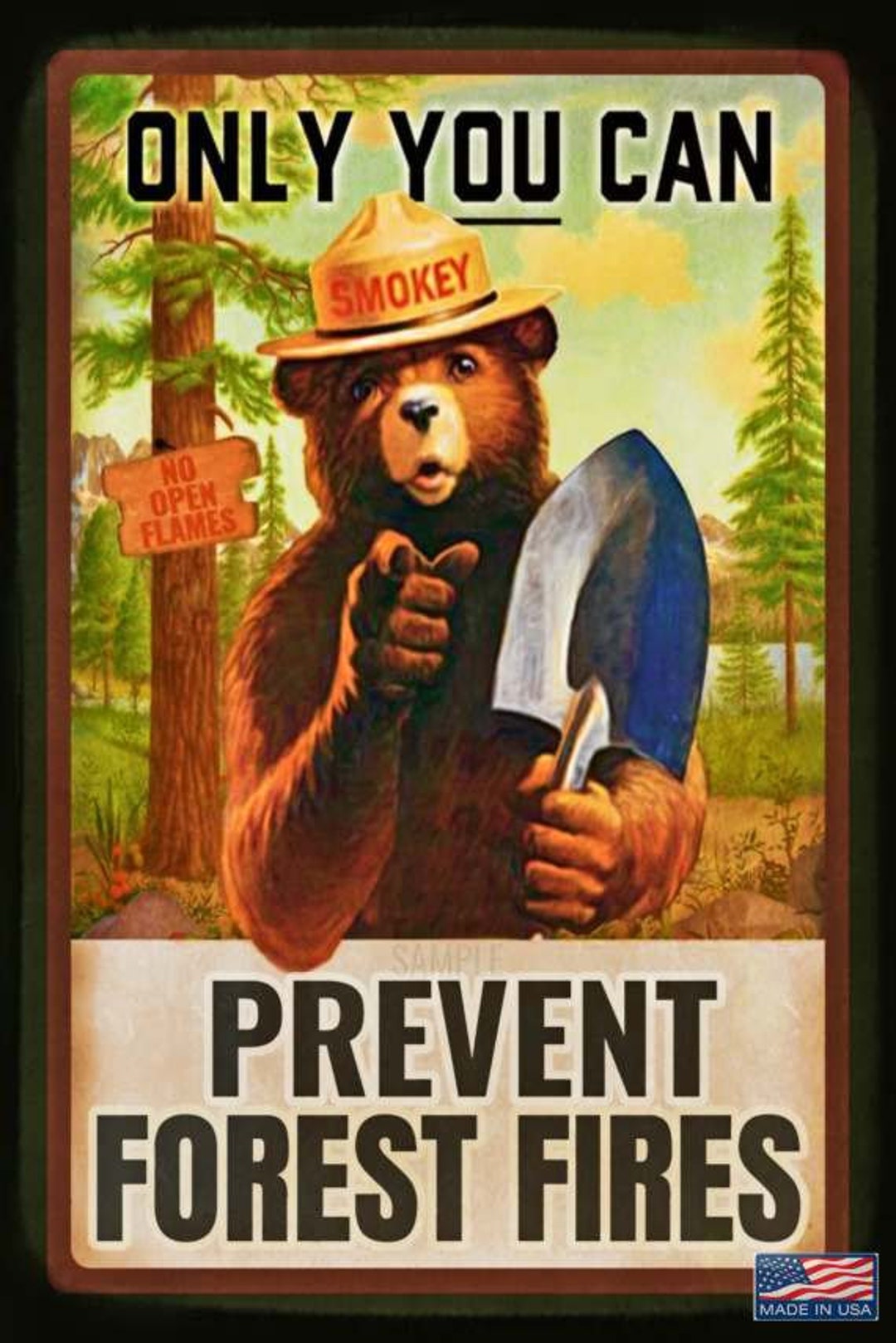 8"x12" Metal Sign Smokey Bear Sign Made in USA U.S. Forest Service ...