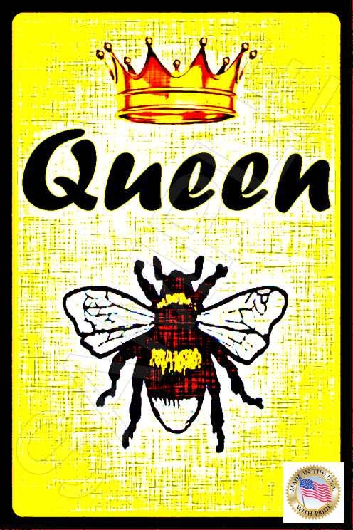 Queen Bee Sign 8x12 Made in USA Perfect Woman Cave Gift Office ...