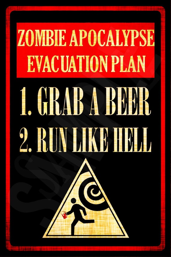 Zombie Apocalypse Sign 8x12 All Weather Metal Sign Made in | Etsy