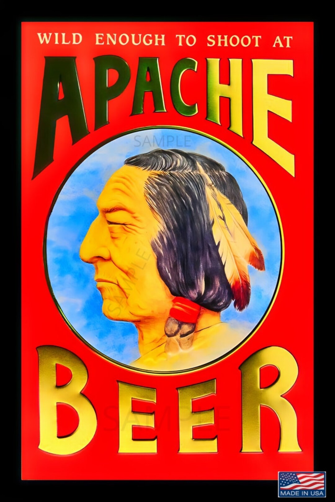 Apache Beer Distressed All Weather 8x12 Metal Sign! Made in USA! Log ...
