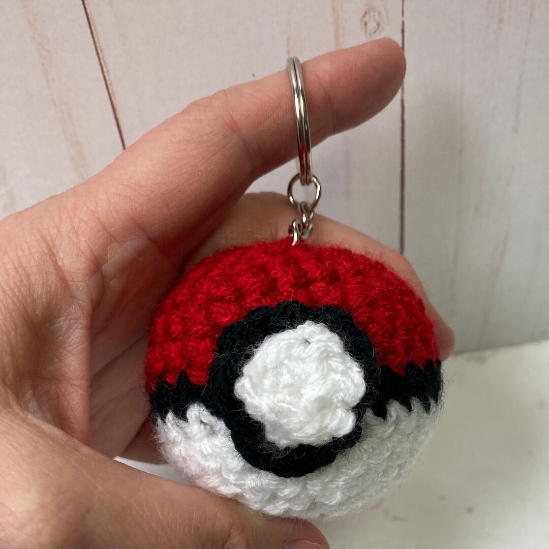 Pokemon Pokeball Key Chain Keychain Crochet Amigurumi - Etsy