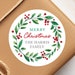 Personalized Christmas Wreath Gift Labels, Custom Merry Christmas ...