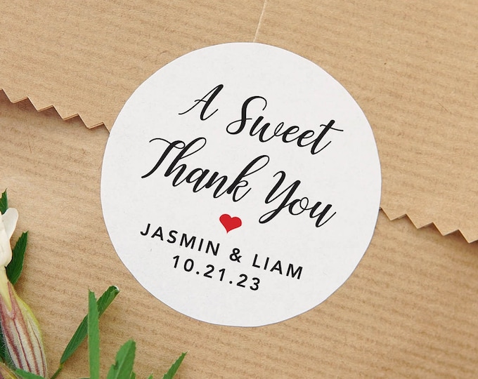 A Sweet Thank You Stickers,wedding Favor Stickers,custom Wedding Favor ...