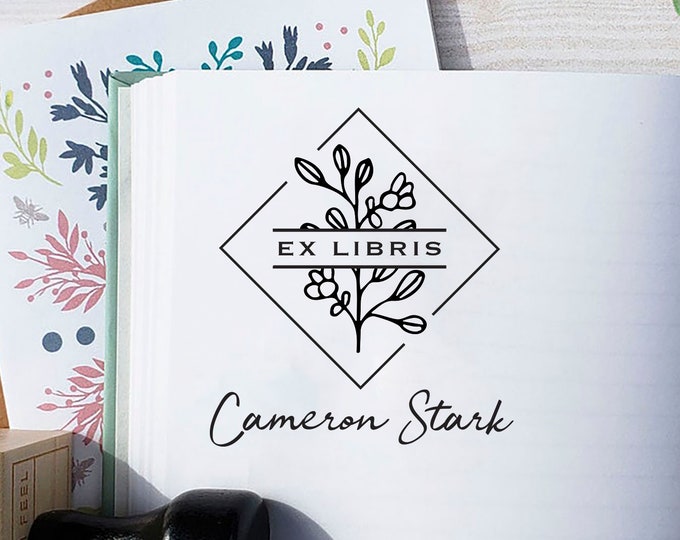 Ex Libris Stamp Custom Book Stamp Personal Library Stamp Rubber Stamp ...