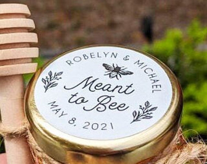 Meant to Bee Wedding Favor Stickers, Honey Jar Favors, Meant to Bee ...