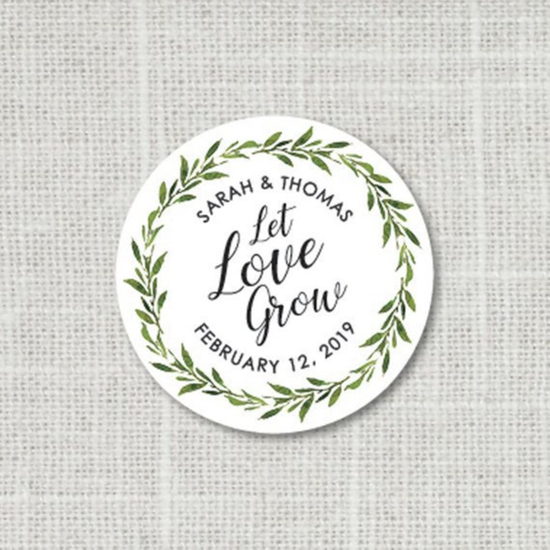 Let Love Grow Stickers, Greenery Favor Stickers, Custom Wedding Labels ...