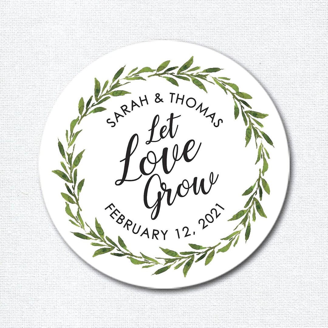 Let Love Grow Stickers, Greenery Bridal or Baby Shower Favor Stickers ...