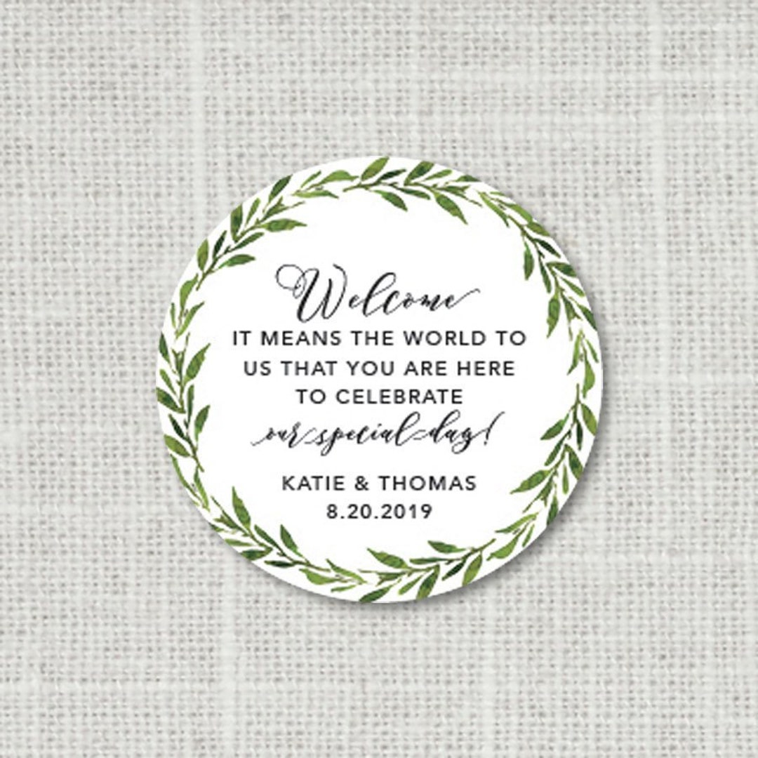 Greenery Wedding Welcome Stickers for Party Favors, Hotel Bag Labels ...