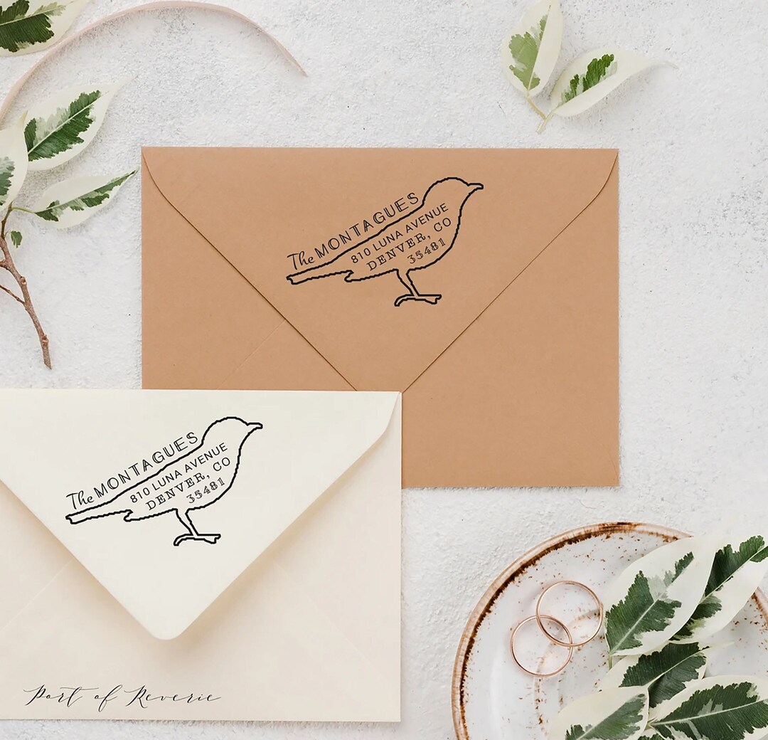 Bird Address Stamp Self Inking or Wooden Rubber Stamp Custom - Etsy