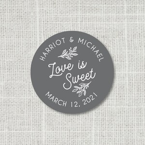 Love is Sweet Stickers, Candy Favor Labels, Treat Bag Stickers, Love is ...