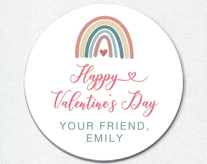 Custom Happy Valentine's Day Stickers, Personalized Valentines Day ...