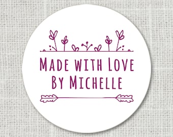 Custom Made With Love Stickers Handmade With Love Custom | Etsy