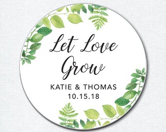 Let Love Grow Stickers,greenery Wedding Favor Stickers,personalized ...