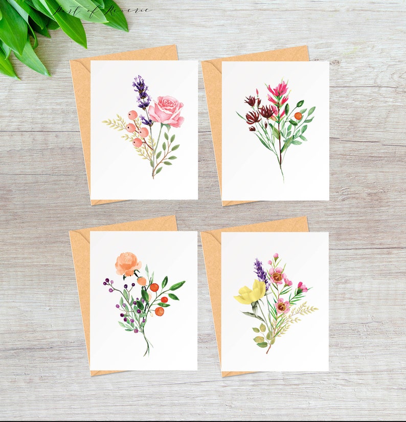 Floral Variety Pack 8 Folded Note Cards With Envelopes - Etsy