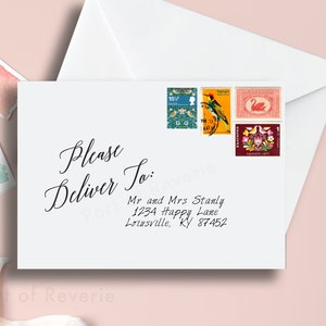 Calligraphy Please Deliver to Stamp, Envelope Stamp, Addressing Stamp ...
